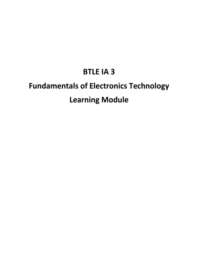 Btle Ia 3 Fundamentals of Electronics Technology Learning Module | PDF ...