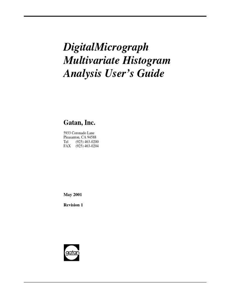Multivariate Histogram Analysis Users Guide Rev1 | PDF | Pixel | Histogram