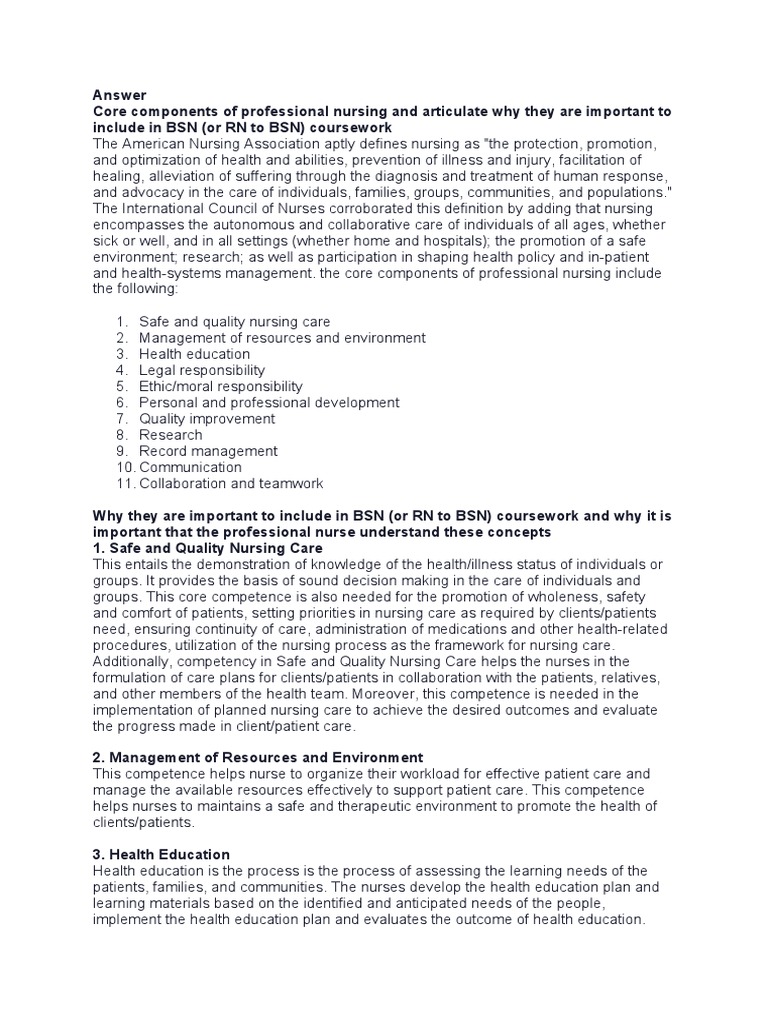 Core Components-Competence Nursing | PDF | Nursing | Competence (Human ...