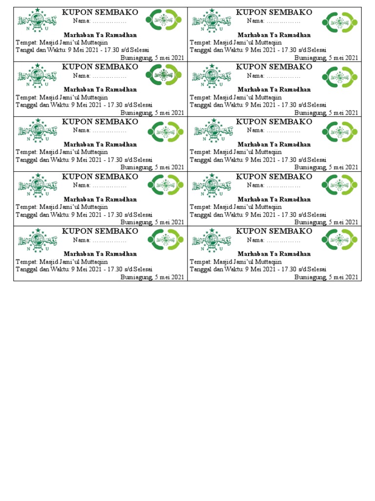 Kupon Sembako | PDF