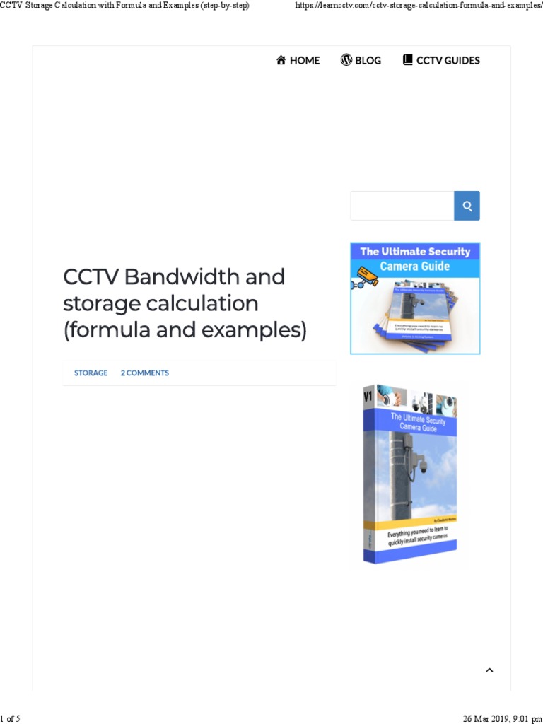 CCTV Storage Calculation With Formula and Examples (Step-By-Step) | PDF