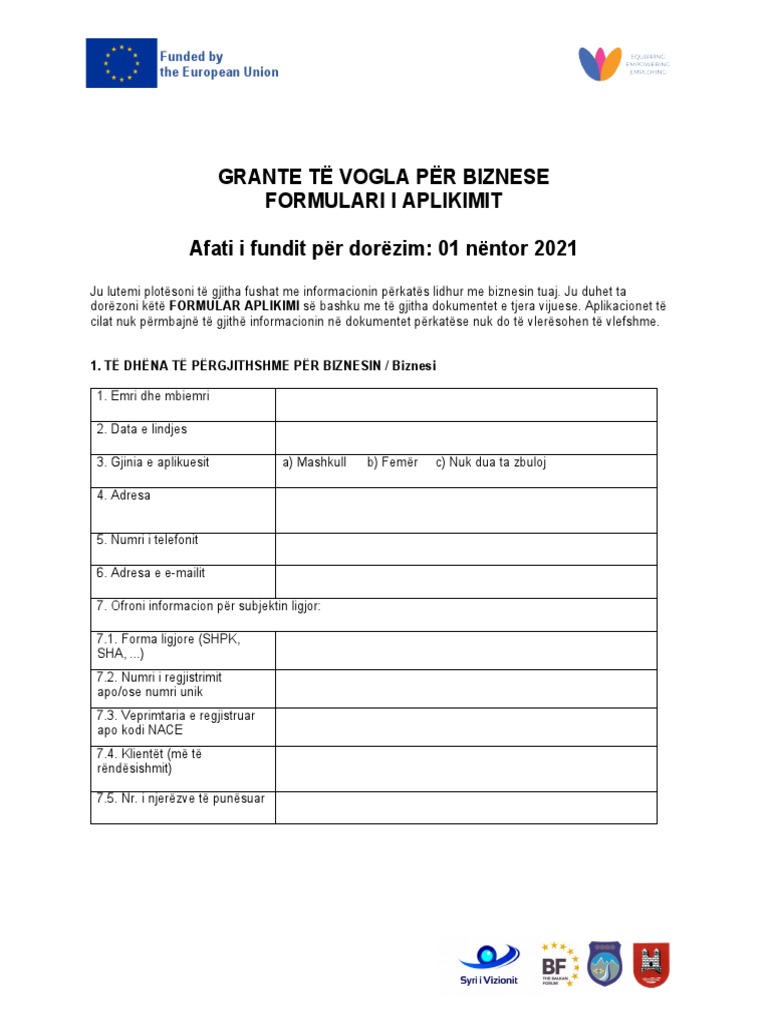 Formulari I Aplikimit | PDF