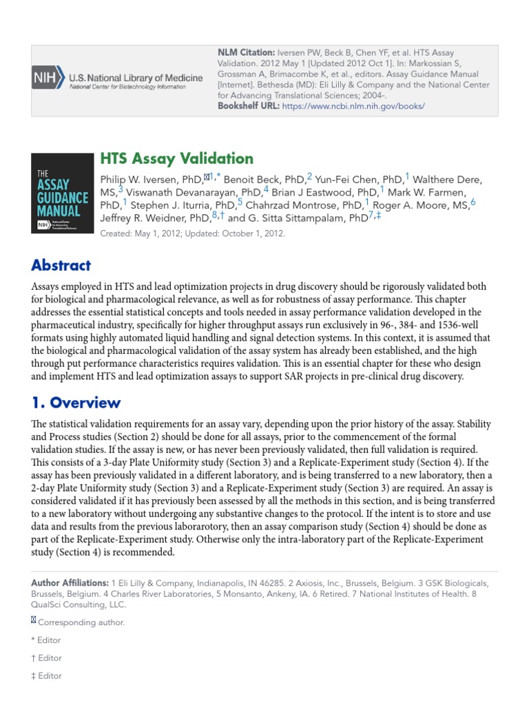 HTS Assay Validation | PDF | Receptor Antagonist | Assay