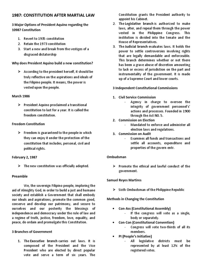 1987: Constitution After Martial Law: Preamble | PDF | Constitution | Sources Of Law