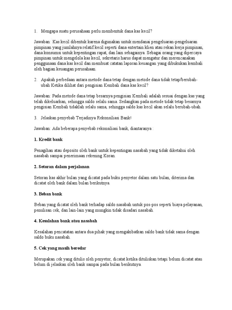 Pertanyaan Dan Jawaban Kas | PDF | Karier & Perkembangan