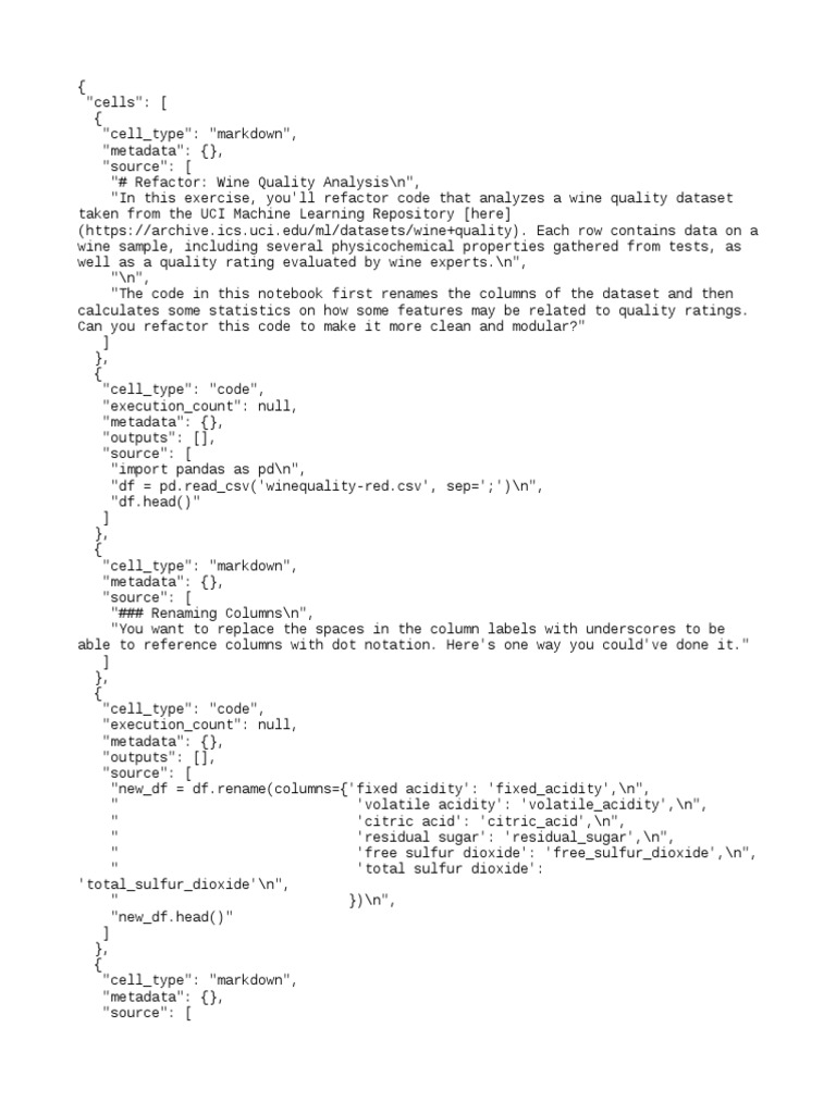 Refactor Wine Quality - Ipynb | PDF | Data | Computing