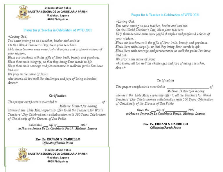 Prayer Certificate | PDF | Prayer | Mass (Liturgy)