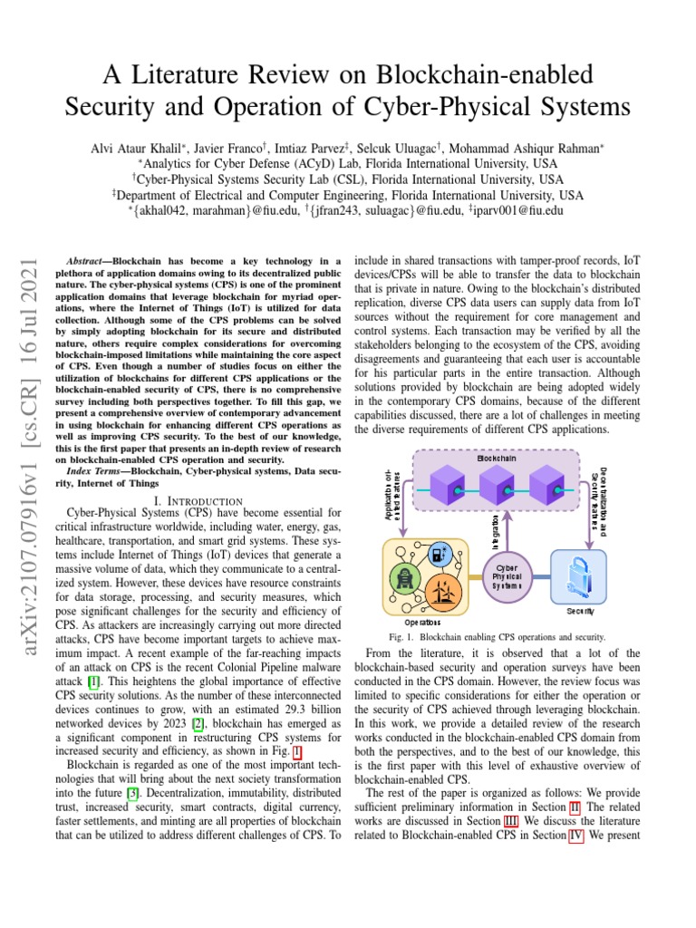 Blockchain-Enabled Security and Operation of Cyber - PhysicalSystem ...