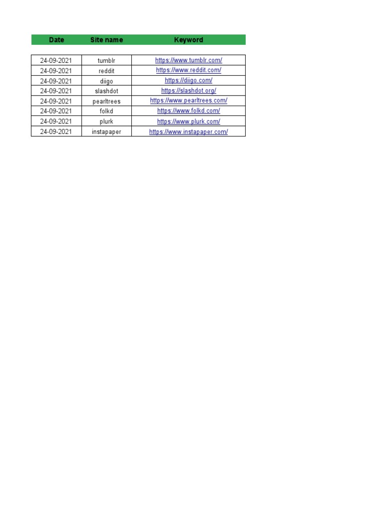 Elevate Digital Link Building Sheet | PDF