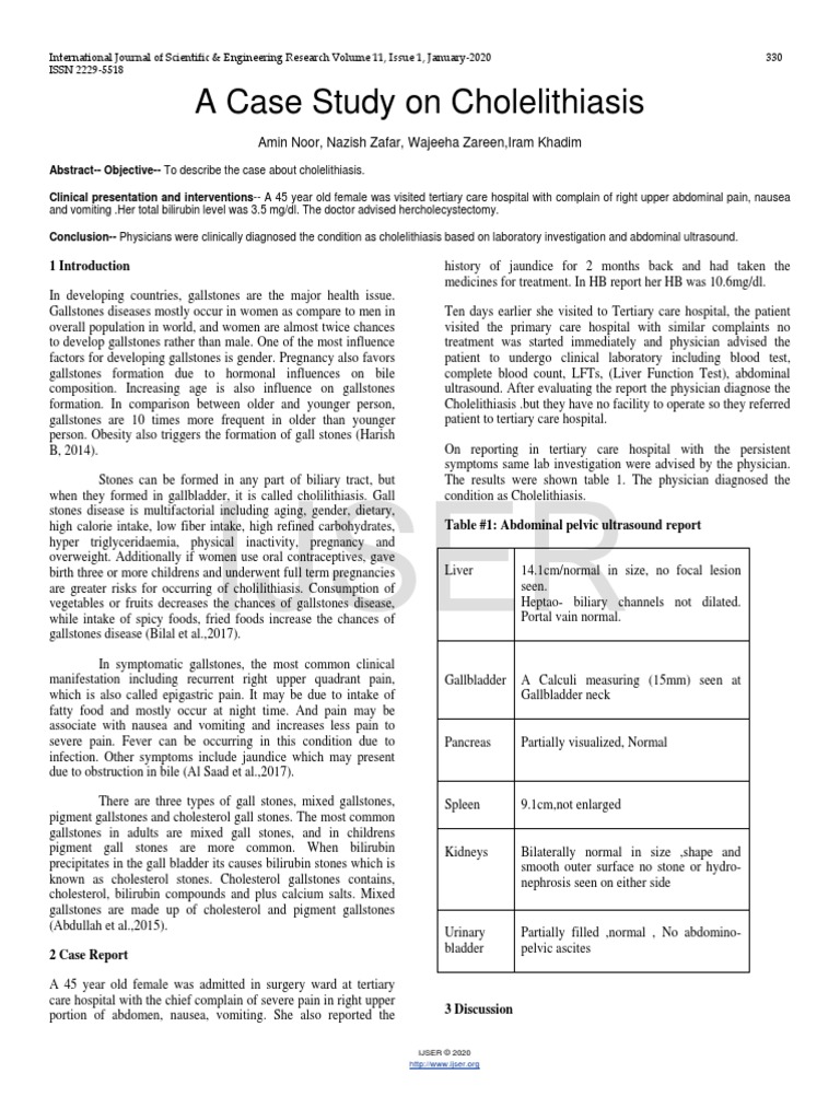 Ijser: A Case Study On Cholelithiasis | PDF | Medical Specialties ...