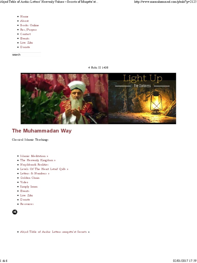 Abjad Table of Arabic Letters' Heavenly Values - Secrets of Muqatta'at ...