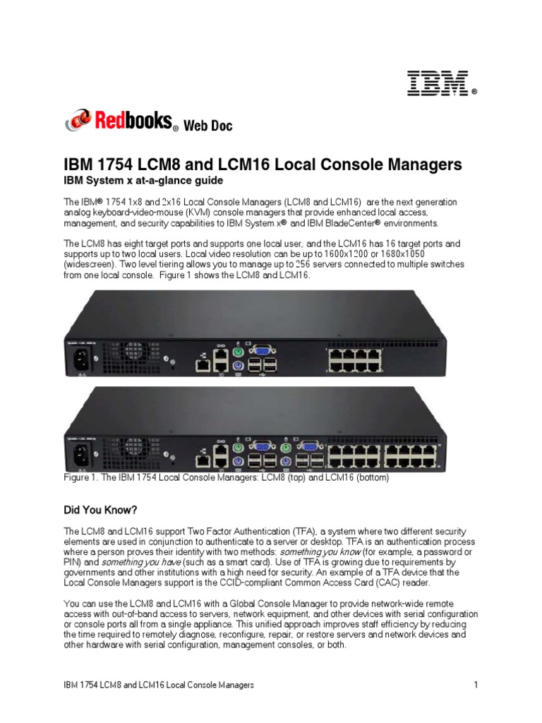 IBM 1754 Rack-Based Local Console Switches Office | PDF | Usb | Server ...
