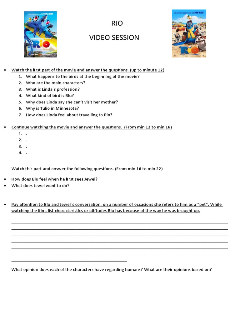 Understanding the Plot and Characters of Rio Through Comprehension ...
