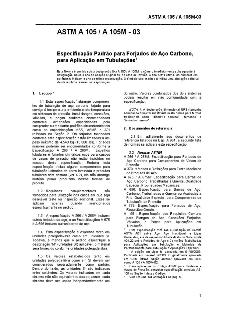 Especificação ASTM A 105 para Aço Carbono | PDF | Aço | Dureza