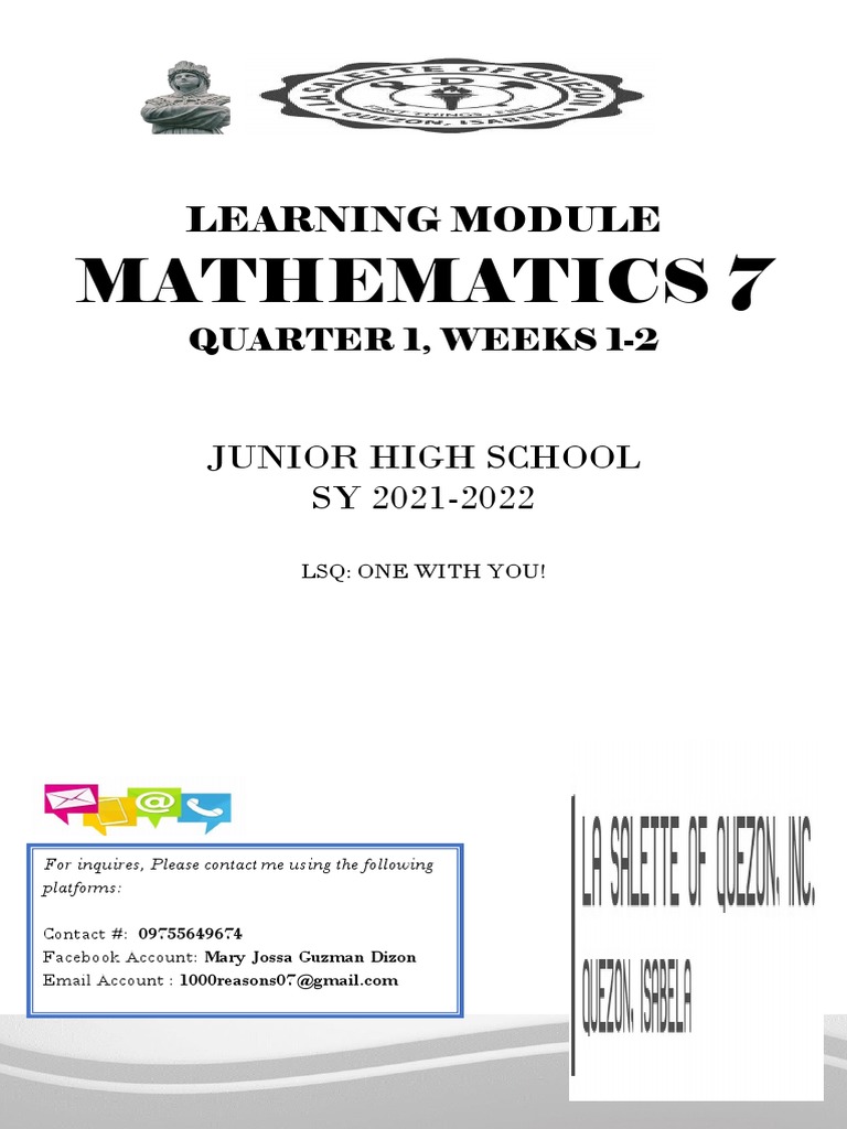 Math 7 Week 12 SLM | PDF | Set (Mathematics) | Numbers