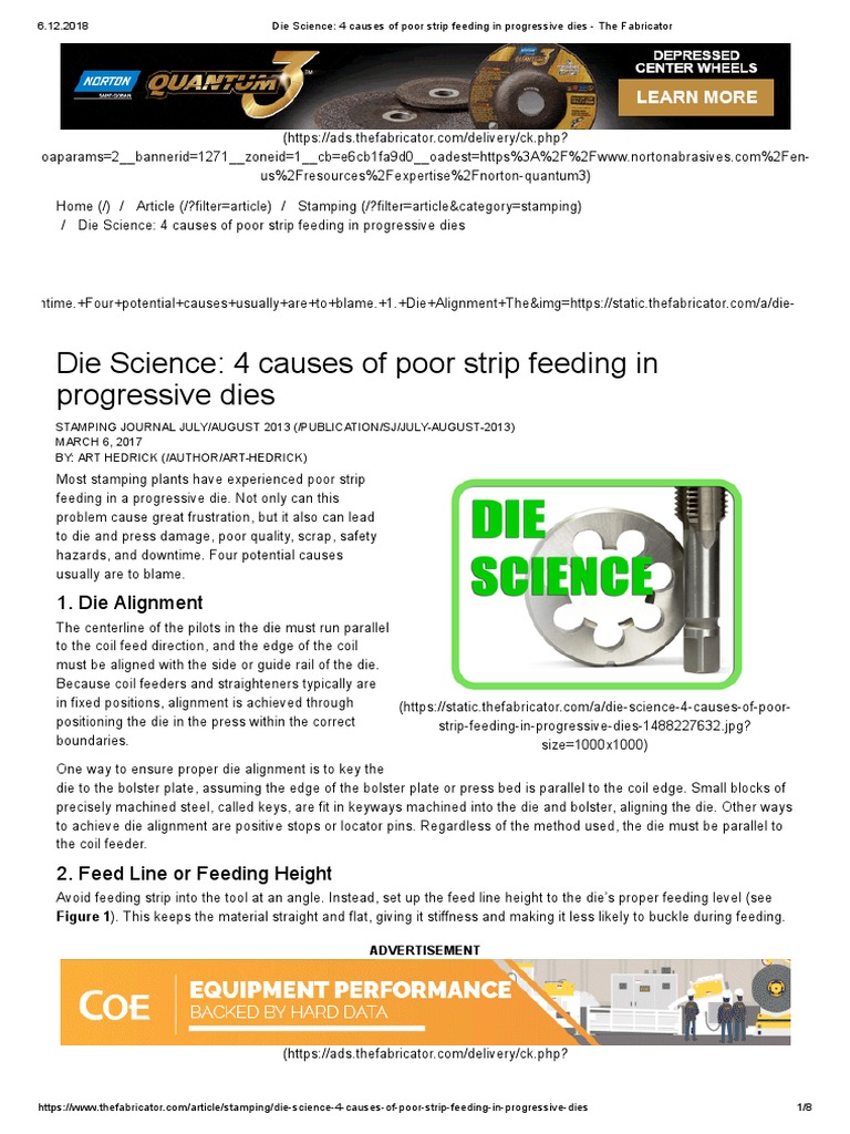 Die Science - 4 Causes of Poor Strip Feeding in Progressive Dies - The ...