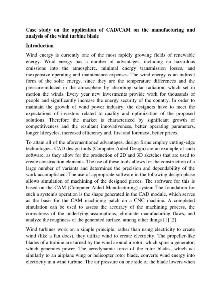 Case Study On Use of CAD Software in Wind Turbine Blade Design and ...
