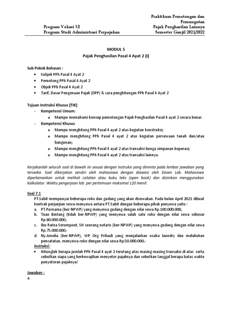 Modul 5 PPH Pasal 4 Ayat 2 | PDF