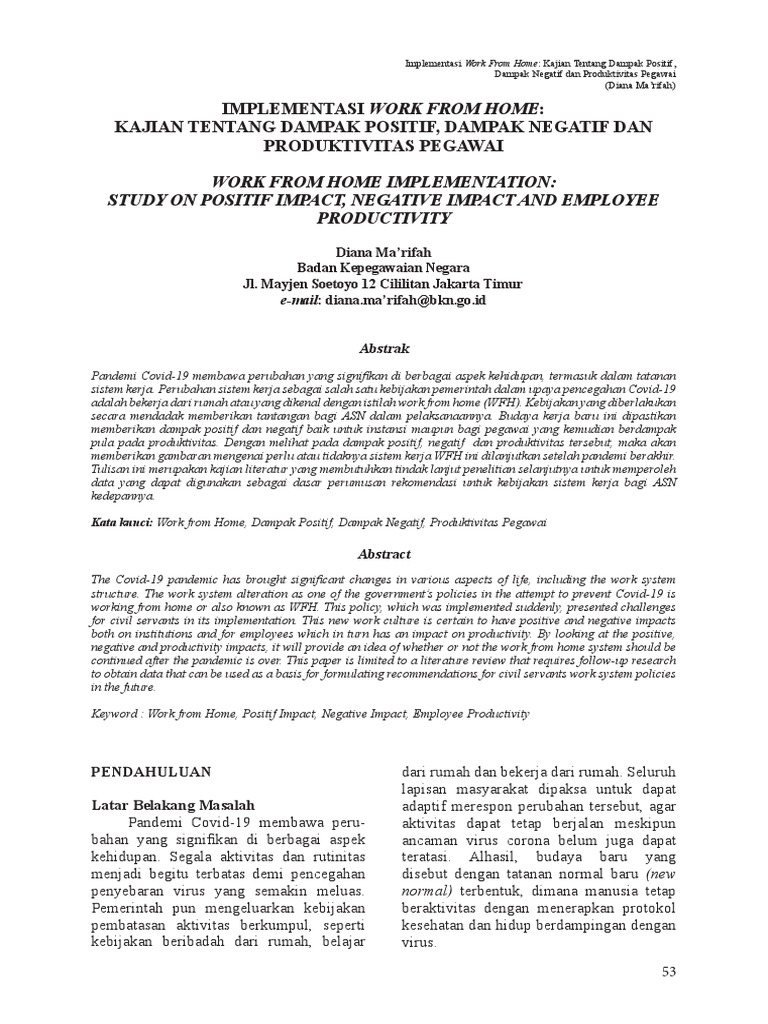 Dampak WFH Wfo | PDF
