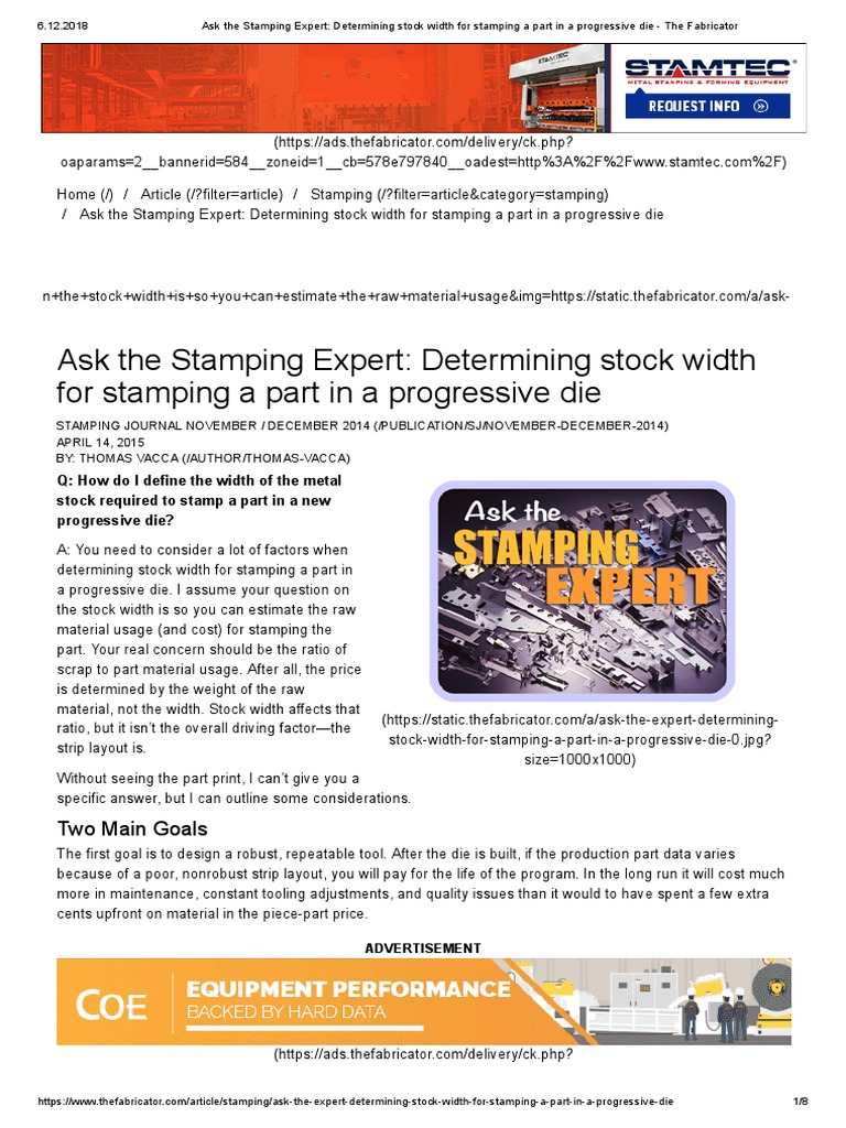 Ask The Stamping Expert - Determining Stock Width For Stamping A Part ...