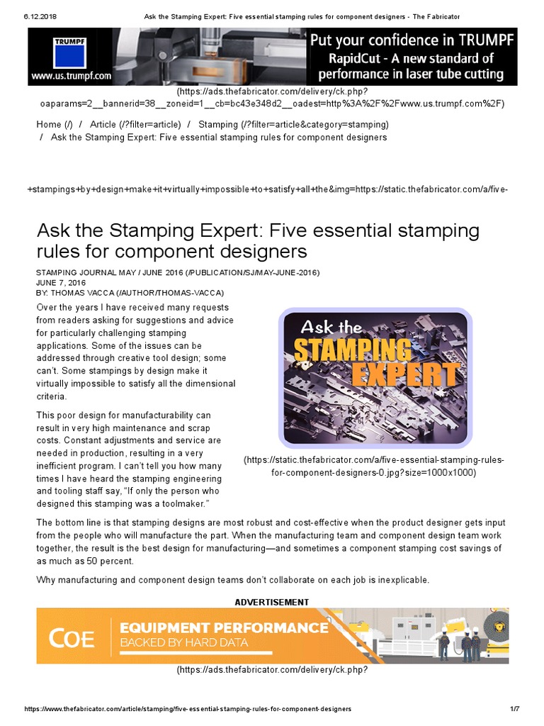 Ask The Stamping Expert - Five Essential Stamping Rules For Component ...