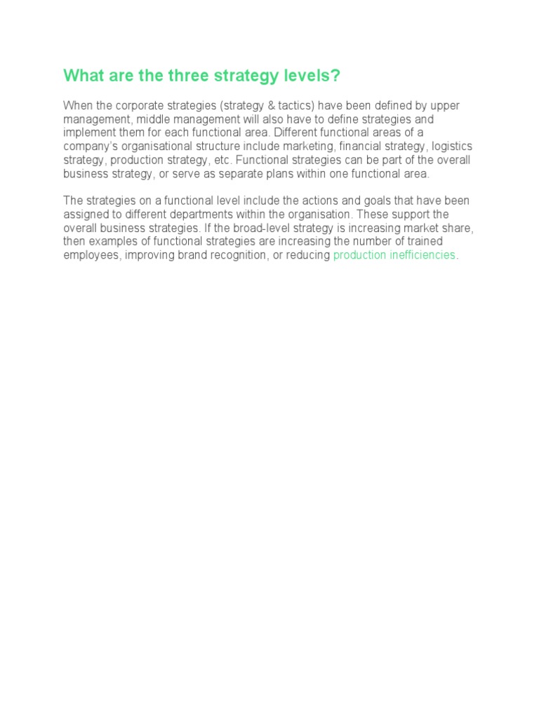 What Are The Three Strategy Levels | PDF