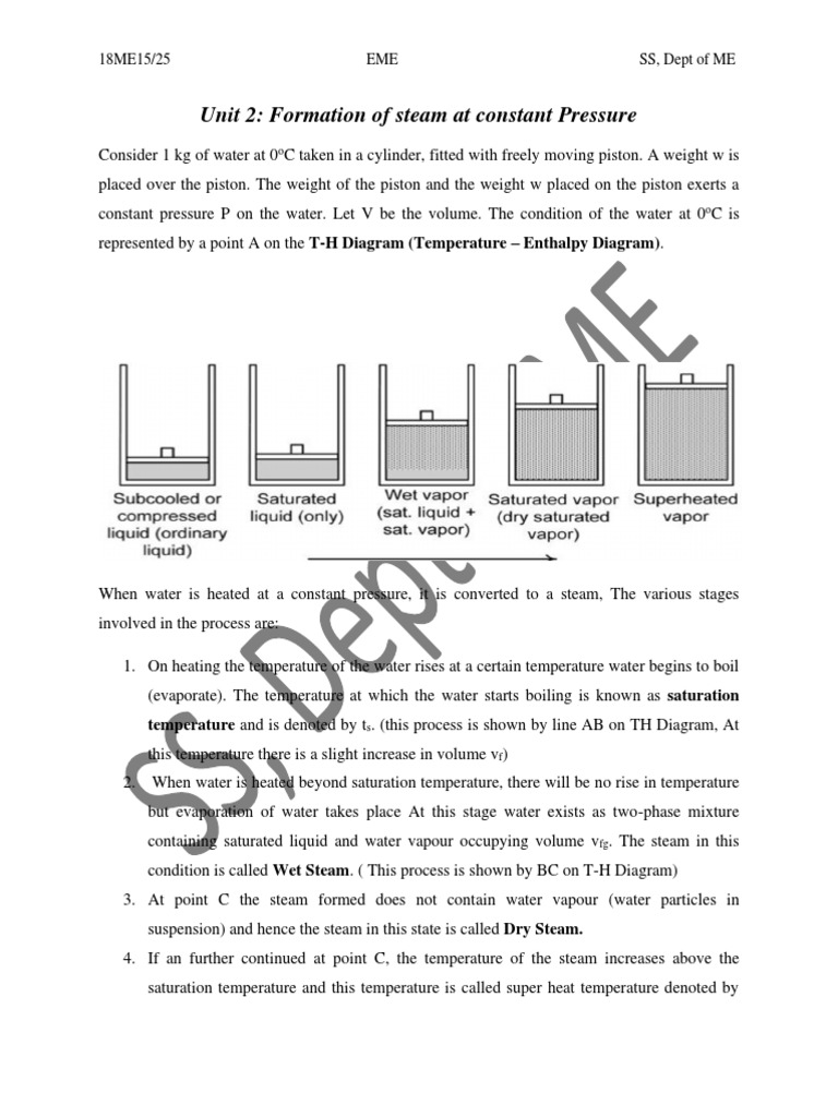 Steam Formation and Properties | PDF | Steam | Enthalpy