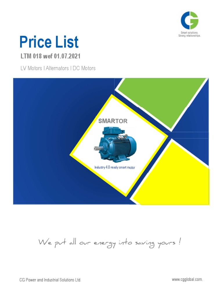 (Latest) CG Power (Crompton) Electric Motors Price List - July 2021 ...