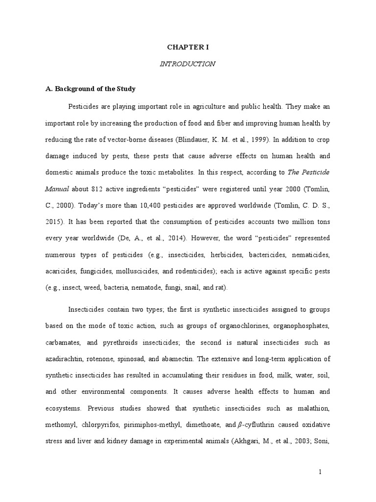 Research Proposal About Development of An Insecticidal Spray Against ...