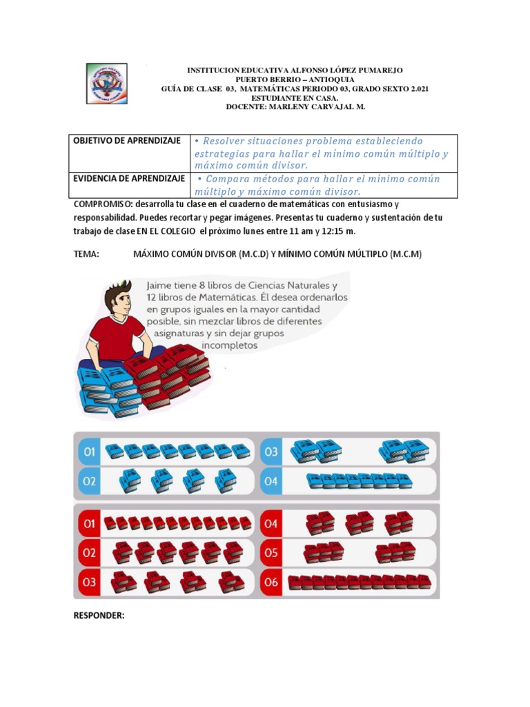 Guía Clase 03 Matematicas Sexto P. 3 | PDF | Teoría de los números ...