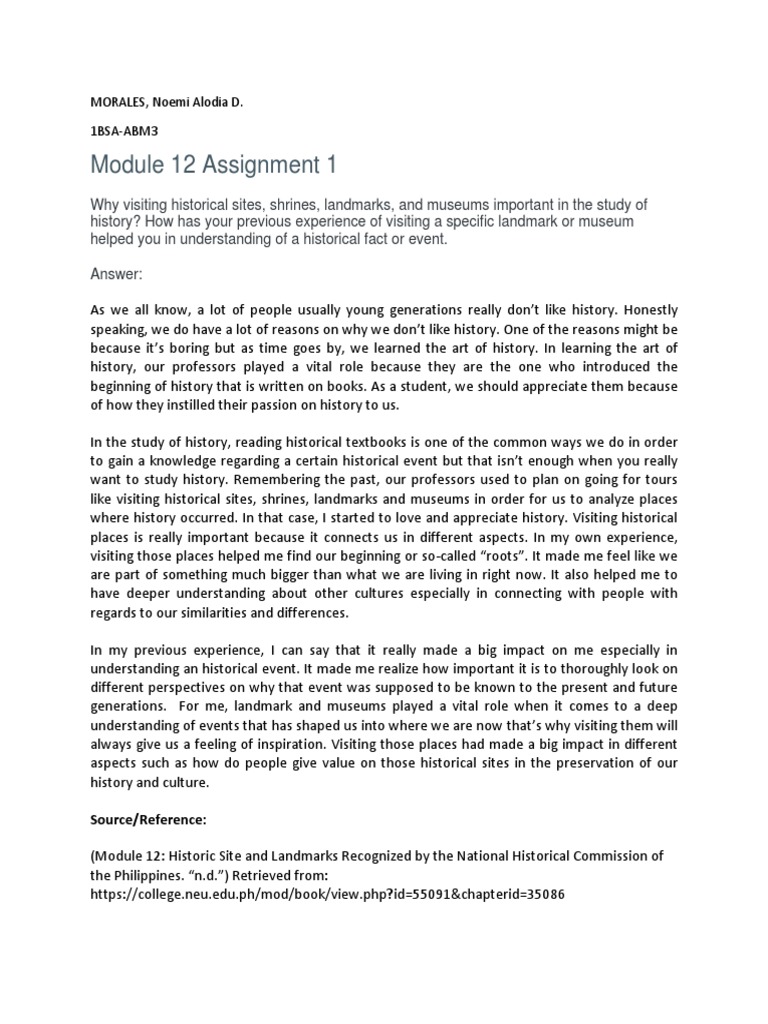 RPH - Module 12 Assignment 1 | PDF | Museum | Cognition