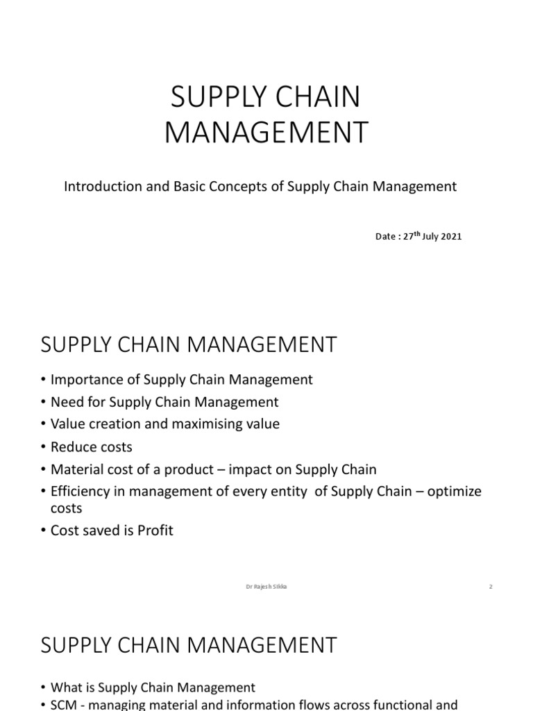 Supply Chain Introduction | PDF | Supply Chain Management | Supply Chain