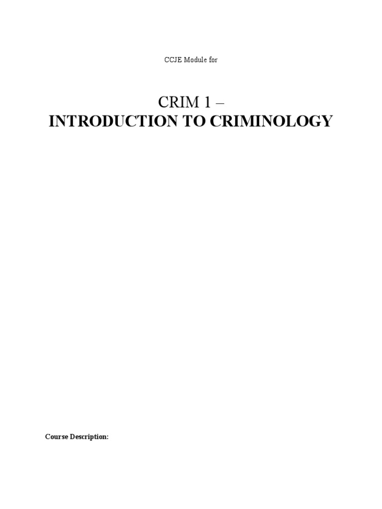 Introduction To Criminology: Crim 1 | PDF | Criminology | Crime & Violence