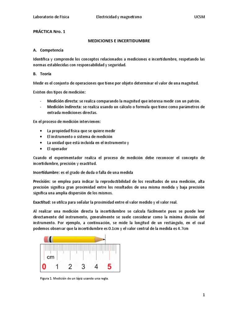 PRÁCTICA 1 (Mediciones e Incertidumbre) | PDF | Medición | Exactitud y precisión