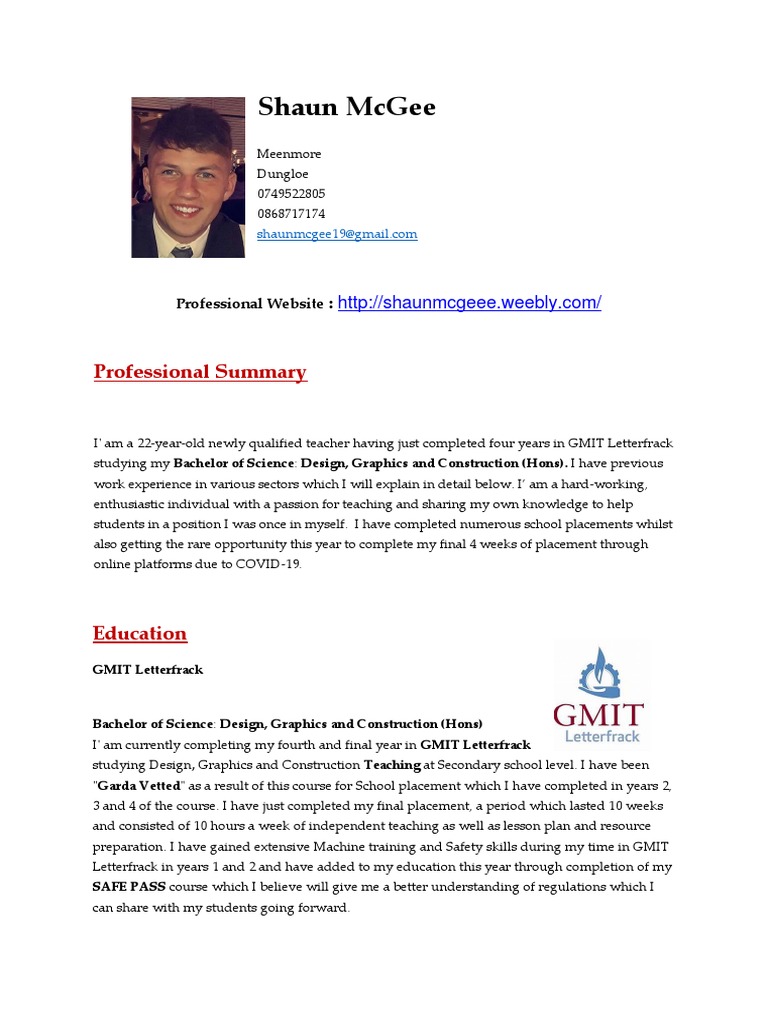 Shaun Mcgee CV 2021 | PDF | Teachers