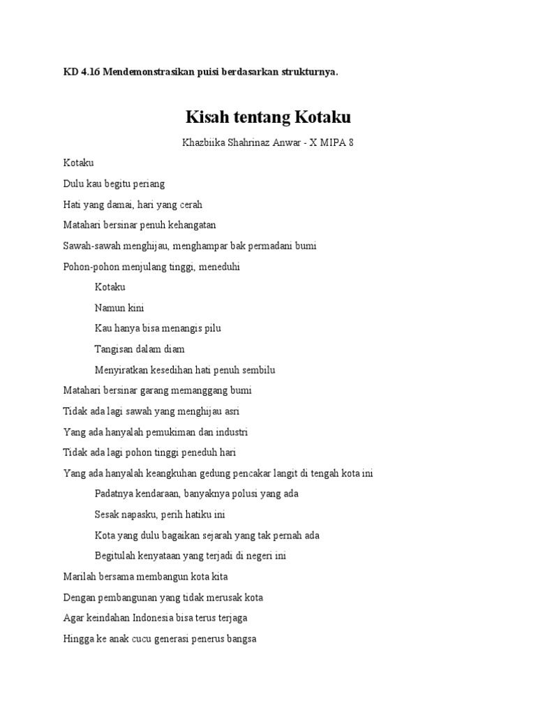 Kisah Tentang Kotaku & Analisis | PDF