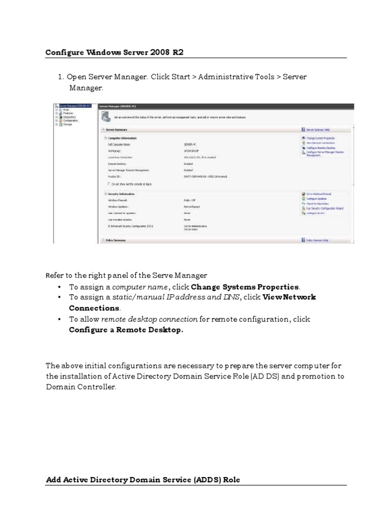 Configure Windows Server 2008 R2 | PDF | Remote Desktop Services ...