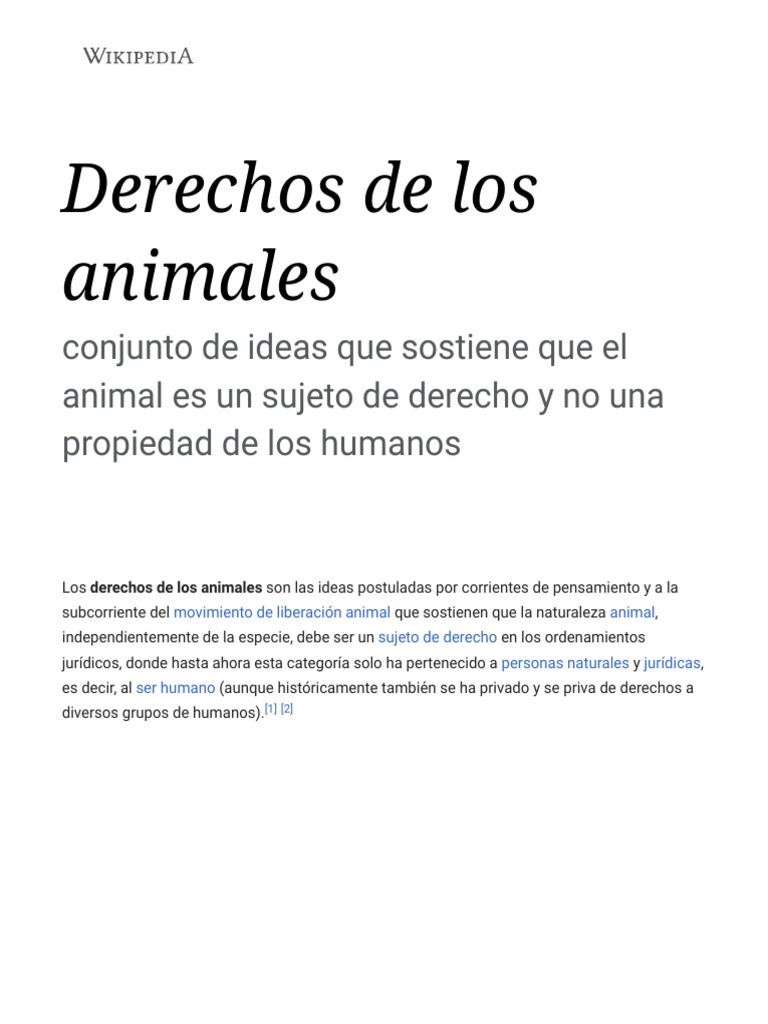 Derechos de Los Animales - Wikipedia, La Enciclopedia Libre | PDF ...