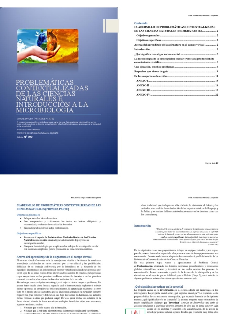 Cuadernillo Problemáticas Contex - de - Las - Cs - Nat - e - Introducción La Micro (Primera ...