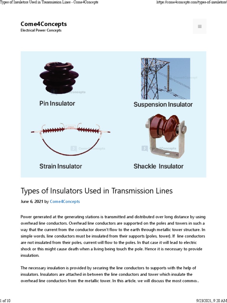 Types of Insulator | Download Free PDF | Insulator (Electricity ...