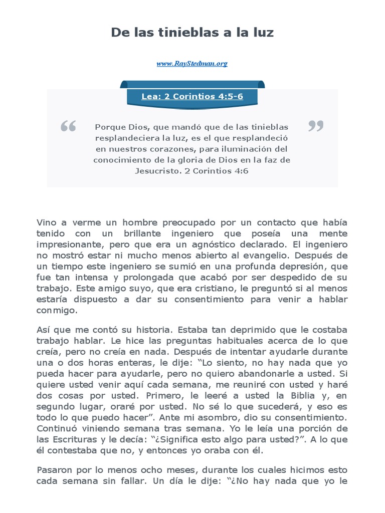 De Las Tinieblas A La Luz | PDF | Oración