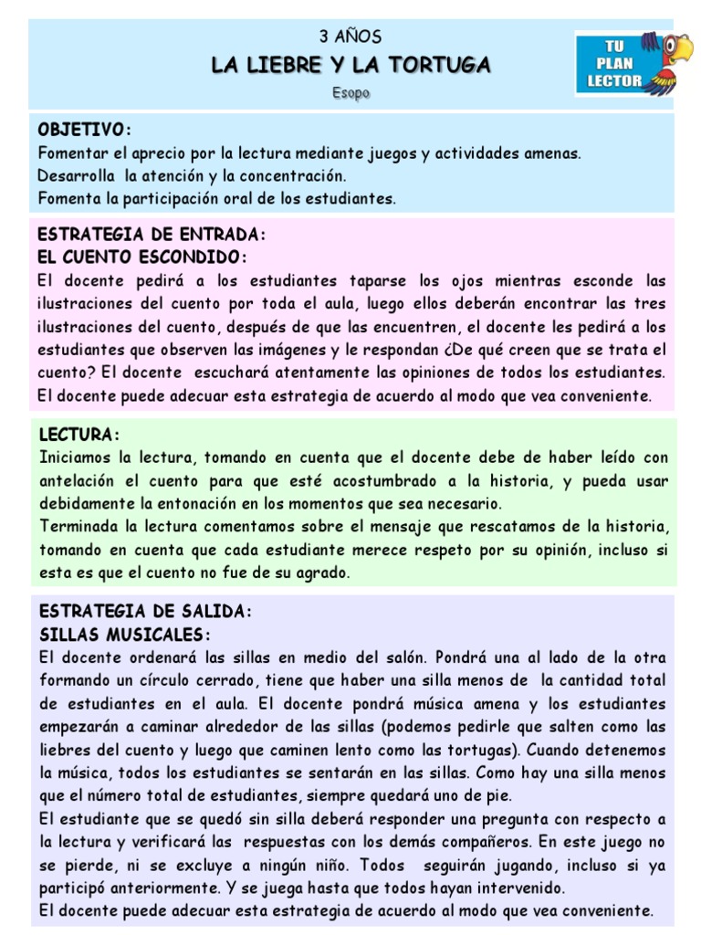 M3 L1 La Tortuga y La Liebre | PDF