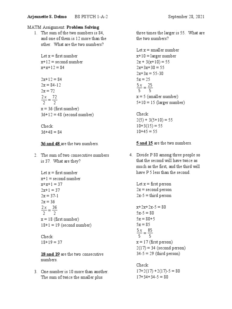 Problem-Solving Assignment MATM | PDF | Length | Geometry