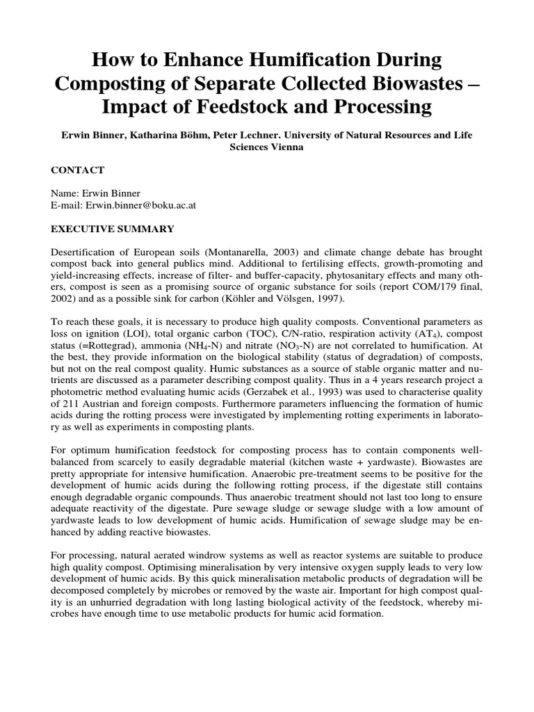 How to Enhance Humification During Composting | PDF | Compost | Anaerobic Digestion