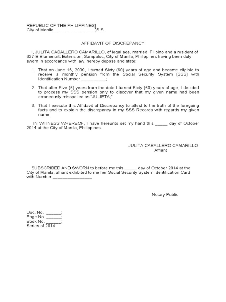 Affidavit of Discrepancy | PDF