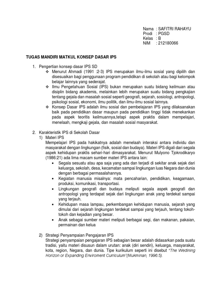 Konsep Dasar IPS untuk Pendidikan SD | PDF | Sains & Matematika