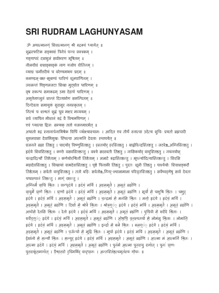 Sri Rudram Laghunyasam and Chamakam Lyrics | PDF