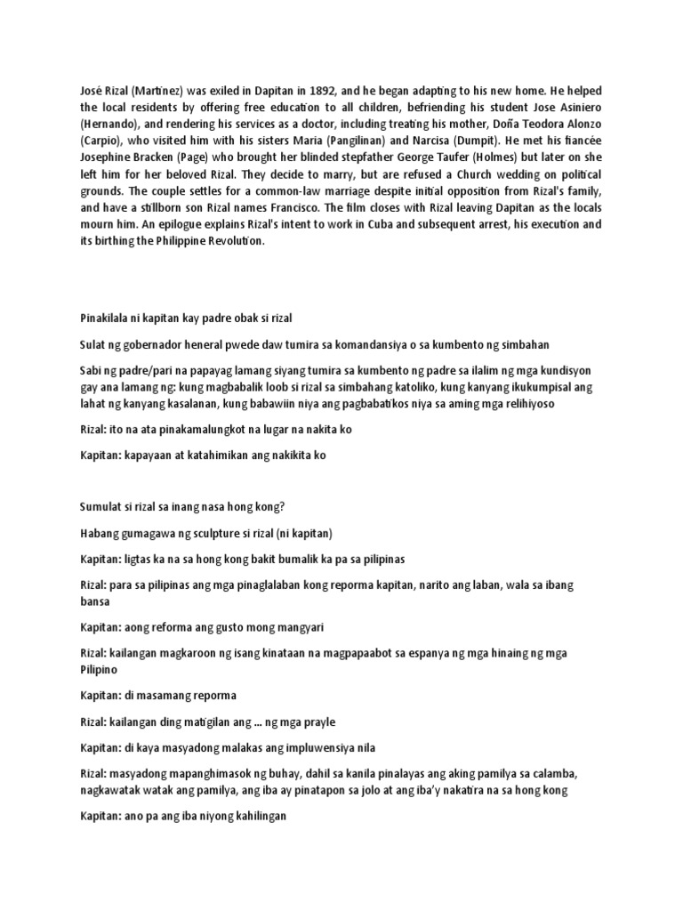 Rizal Sa Dapitan Notes | PDF