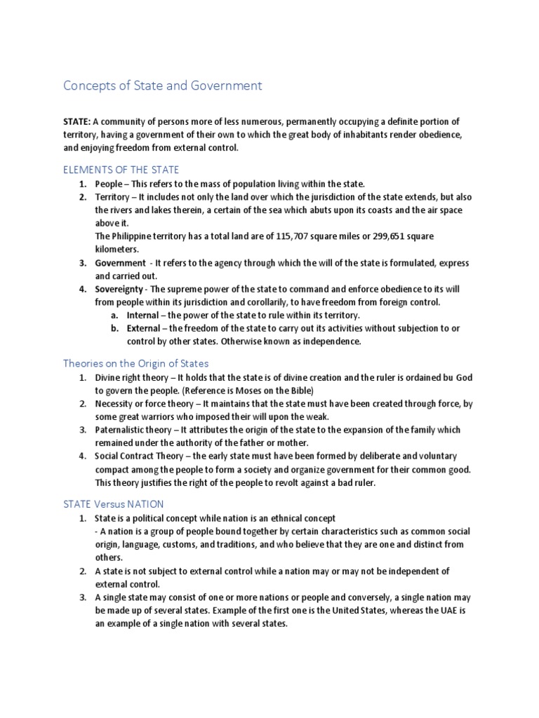 Understanding State and Government Concepts | PDF | State (Polity ...