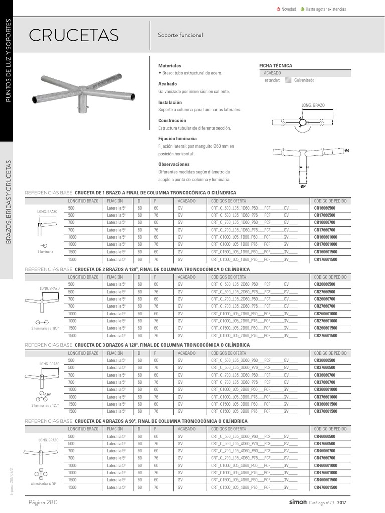 Crucetas de Acero para Luminarias | PDF | Rieles | Materiales
